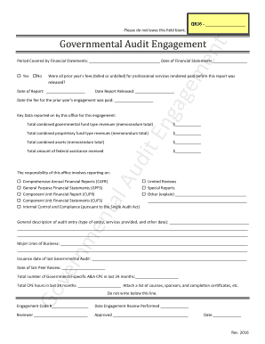Fillable Online Governmental Audit Engagement Form Fax Email Print ...