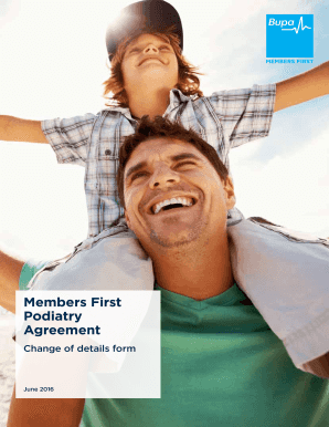 Fillable Online Members First Podiatry Agreement - bupa.com.au Fax ...