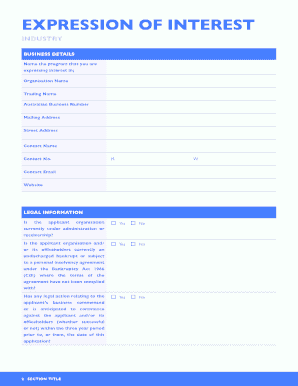 Fillable Online EXPRESSIONS OF INTEREST - qtic.com.au Fax Email Print - pdfFiller