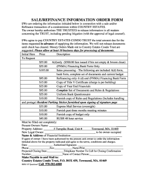 Fillable Online SALE/REFINANCE INFORMATION ORDER FORM Fax Email Print ...