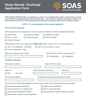 Fillable Online Study Abroad / Exchange Application Form Fax Email ...