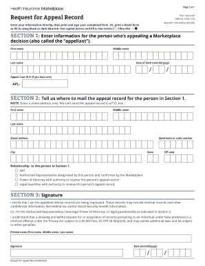 Fillable Online healthcare Request Appeal Record Form Fax Email Print ...