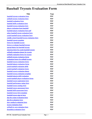 Fillable Online onfleek Baseball Tryouts Evaluation Form. baseball ...