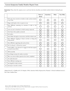 Fillable Online Current Symptoms Family Member Report Form Fax Email ...