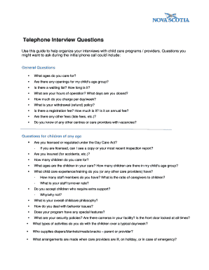 Fillable Online Telephone Interview Questions Fax Email Print - pdfFiller