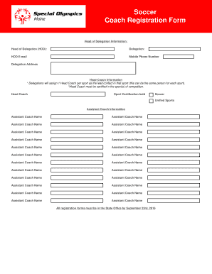 Fillable Online Soccer Coach Registration Form - Fax Email Print ...