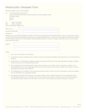 Fillable Online Redemption Request Form - thornburg.com Fax Email Print ...