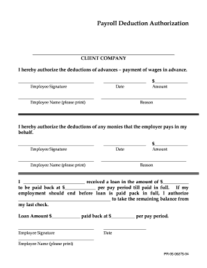 Fillable Online Payroll Deduction Authorization - cvotx.com Fax Email Print - pdfFiller