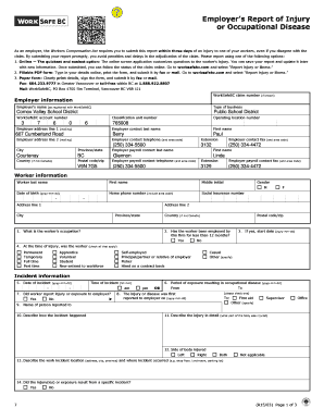 Fillable Online Employer's Report of Injury or Occupational Disease ...