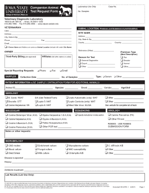 Fillable Online Swine Health Test Companion Animal Laboratory Use Only ...