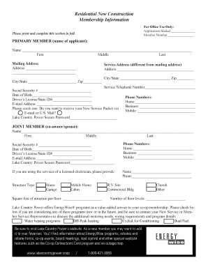Fillable Online Residential New Service - lakecountrypower.com Fax ...