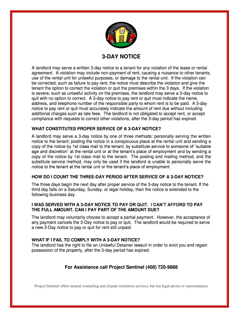 Fillable Online 3-DAY NOTICE Fax Email Print - pdfFiller