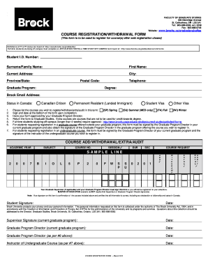 Fillable Online brocku Course Registration/Withdrawal Form (Form ...