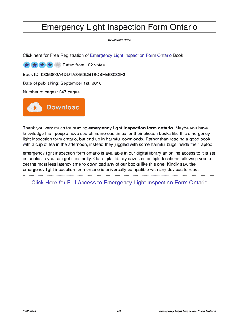 Fillable Online freecomicbooks Emergency Light Inspection Form Ontario ...