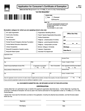 Fillable Online Application for Consumer s Certificate of Exemption DR ...