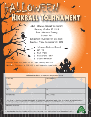 Fillable Online deltami HALLOWEEN Kickball Tournament - deltami.gov Fax ...