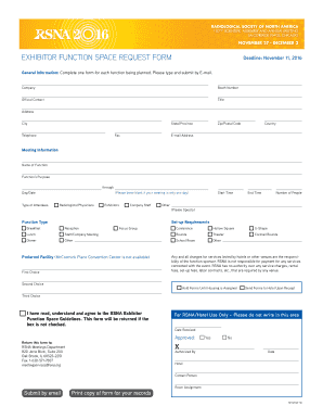 Fillable Online rsna EXHIBITOR FUNCTION SPACE REQUEST FORM - rsna.org ...