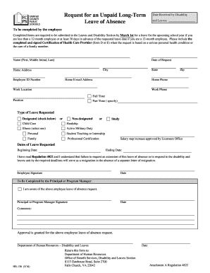 Fillable Online fcps Request for an Unpaid Long-Term Leave of Absence ...