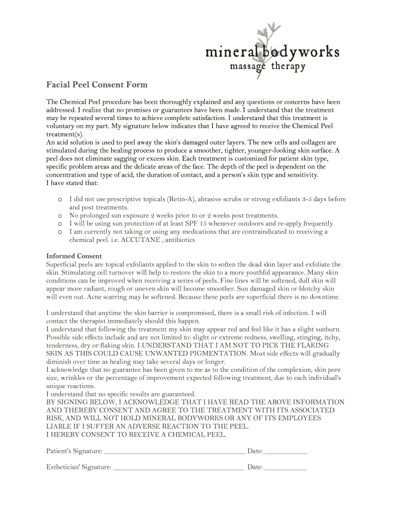 Fillable Online Facial Peel Consent Form Fax Email Print - pdfFiller