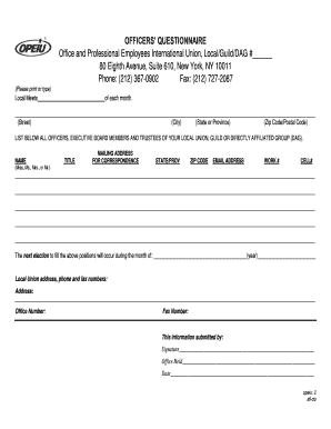 Fillable Online OFFICERS QUESTIONNAIRE Office and Professional ...