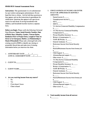 Fillable Online HMIS HUD Annual Assessment Form - rihomeless.org Fax ...