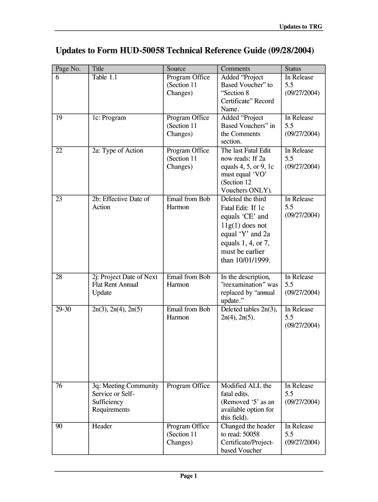 Fillable Online Updates to Form HUD-50058 Technical Reference Guide (09 ... Fillable Online Updates to Form HUD-50058 Technical Reference Guide (09 ...