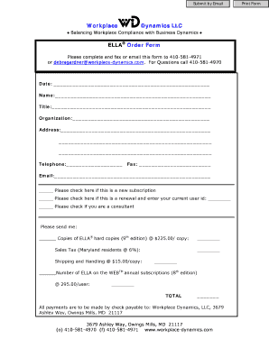 Fillable Online ELLA Order Form Fax Email Print - pdfFiller