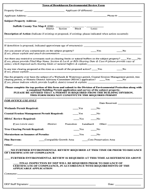 Fillable Online Town of Brookhaven Environmental Review Form Fax Email ...