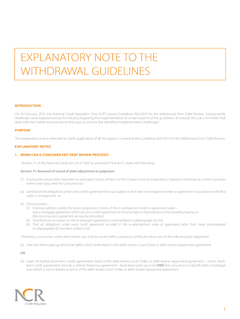 Fillable Online ncr org EXPLANATORY NOTE TO THE - ncr org Fax Email ...
