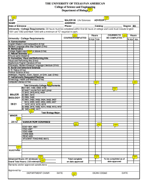 Fillable Online portal utpa THE UNIVERSITY OF TEXAS PAN AMERICAN ...