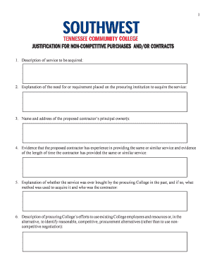 Fillable Online southwest tn JUSTIFICATION FOR NON-COMPETITIVE ...