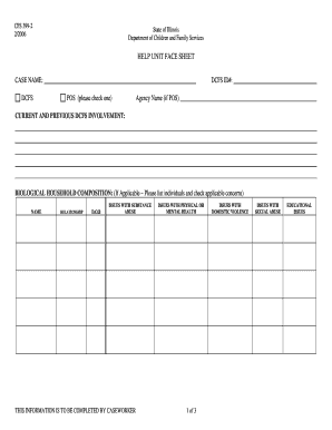 Fillable Online illinois CFS 399-2 Help Unit Face Sheet Fax Email Print ...