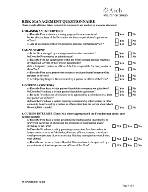 Fillable Online integrityfirstins RISK MANAGEMENT QUESTIONNAIRE ...