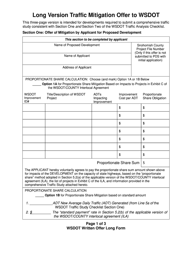 Fillable Online Wsdot Wa Wsdot Offer Forms Long Doc Wsdot Wa Fax