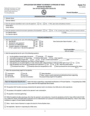 Fillable Online rrc state tx APPLICATION F OR PERMIT T O OPERATEE A ...