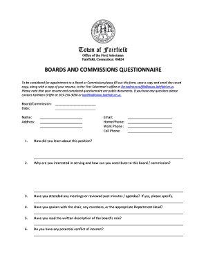 Fillable Online BOARDS AND COMMISSIONS QUESTIONNAIRE Fax Email Print ...