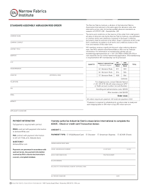 Fillable Online STANDARD ASSEMBLY ABRASION ROD ORDER Fax Email Print ...
