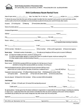 Fillable Online RHA Conference Room Rental Form - c.ymcdn.com Fax Email ...
