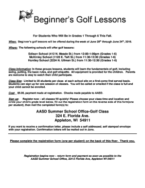 Fillable Online aasd k12 wi Beginner s Golf Lessons - aasd k12 wi Fax ...