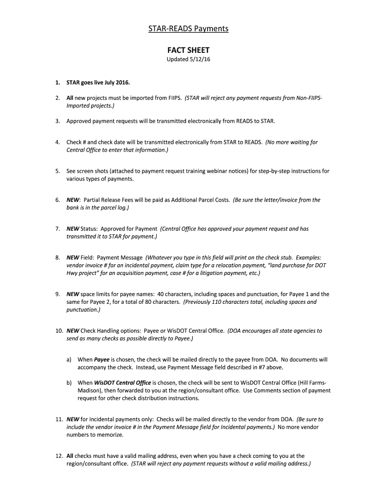 Fillable Online STAR / READS Payment Requests Fax Email Print - pdfFiller