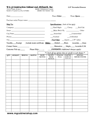 Fillable Online DRAWER ORDER FORM.doc Fax Email Print - pdfFiller
