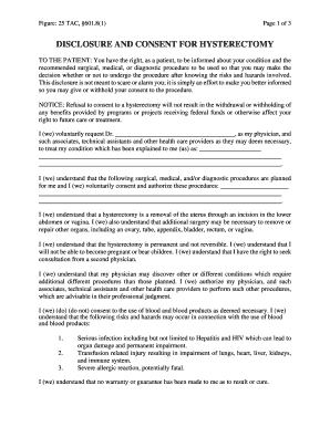 Fillable Online dshs texas Disclosure and Consent - Hysterectomy ...