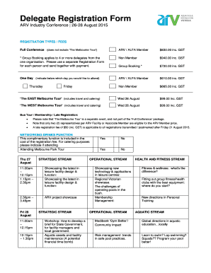 Fillable Online Delegate Registration Form - Aquatics & Recreation ...