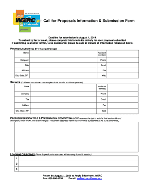 Fillable Online werc Call for Proposals Information & Submission Form Fax Email Print - pdfFiller