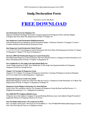 Fillable Online sincan hol IMDG DECLARATION FORM.PDF. IMDG DECLARATION ...