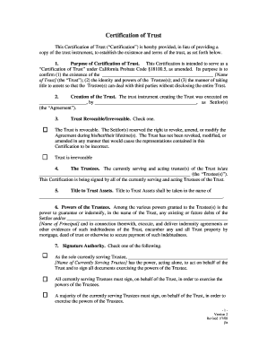 Fillable Online Certification of Trust - capstonesurety.com Fax Email ...