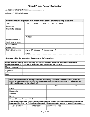 Fillable Online aylesburyvaledc gov Fit and Proper Person Declaration ...