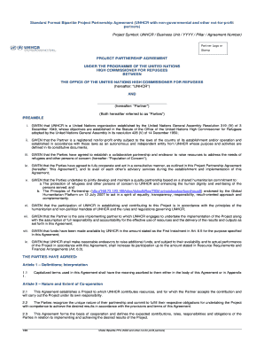 Fillable Online unhcr Standard Format Bipartite Project Partnership ...