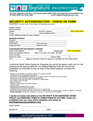 Fillable Online SECURITY AUTHORISATION - CHECK-IN FORM Fax Email Print ...