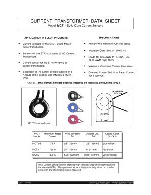 Fillable Online CURRENT TRANSFORMER DATA SHEET Fax Email Print - pdfFiller